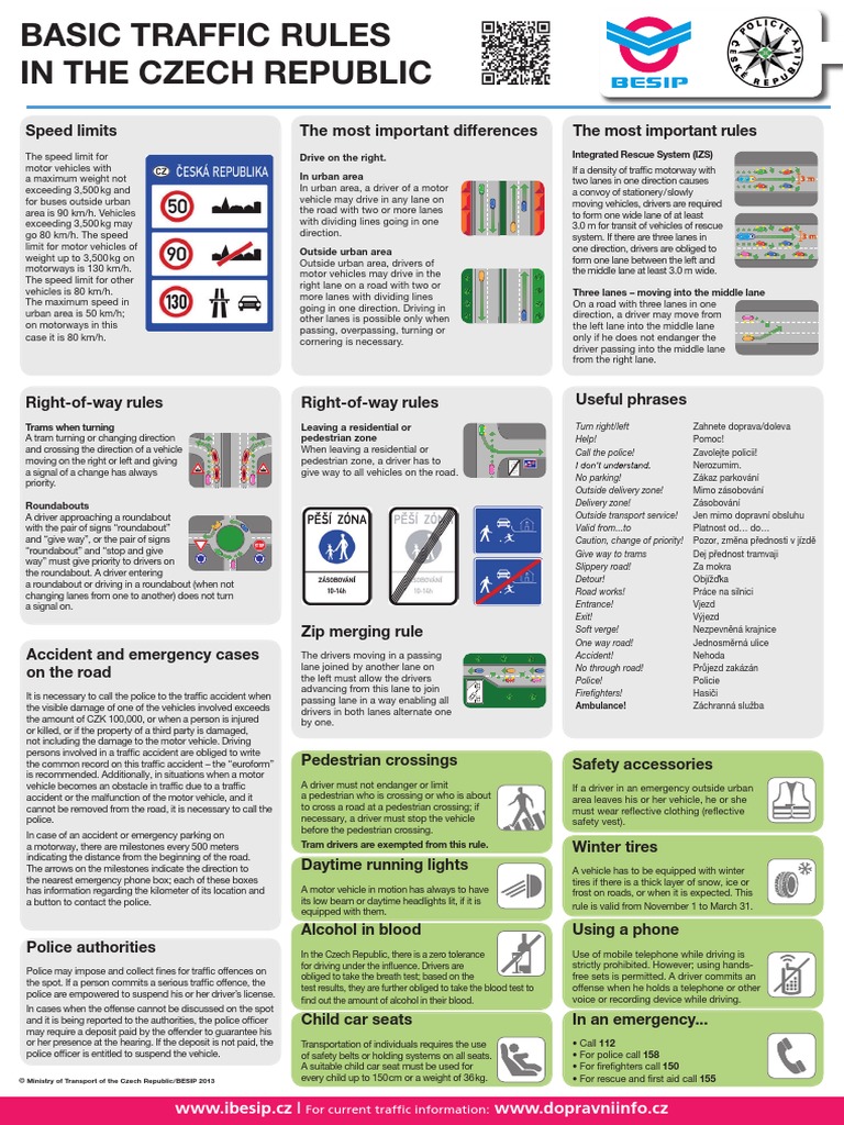 Czech Republic Basic Traffic Rules | PDF | Traffic | Lane