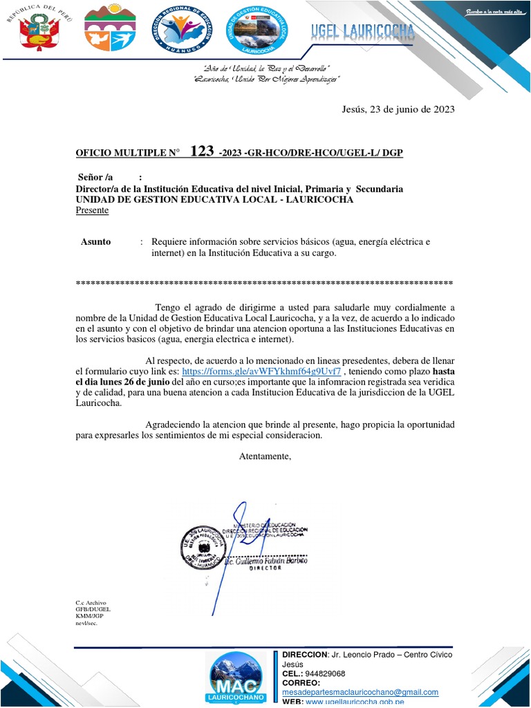 Oficio Multiple N 123 | PDF