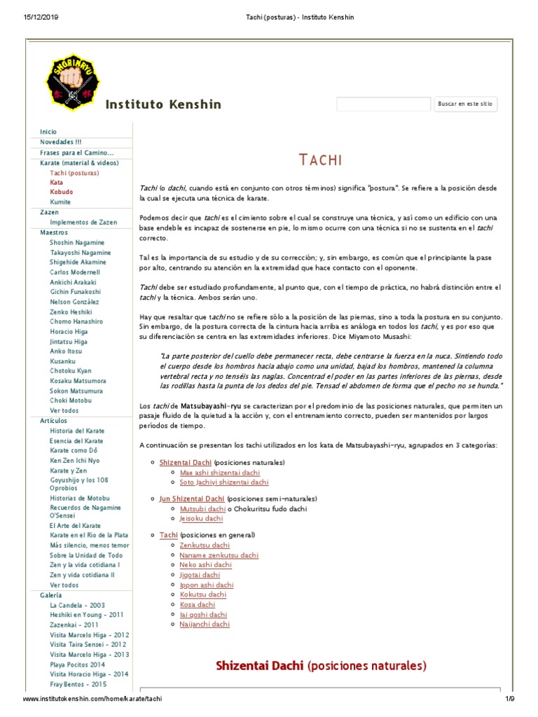 Posturas Tachi en Karate Kenshin | PDF | Kárate | Combate