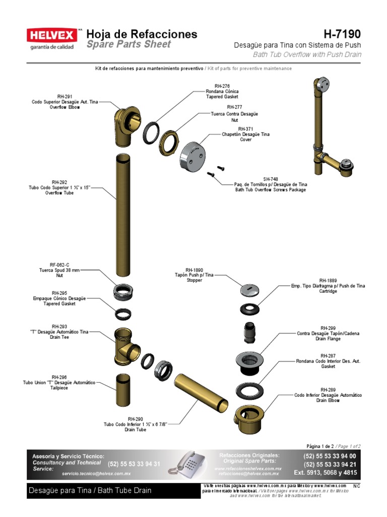 H-7190 Hoja de Refacciones: Spare Parts Sheet | PDF