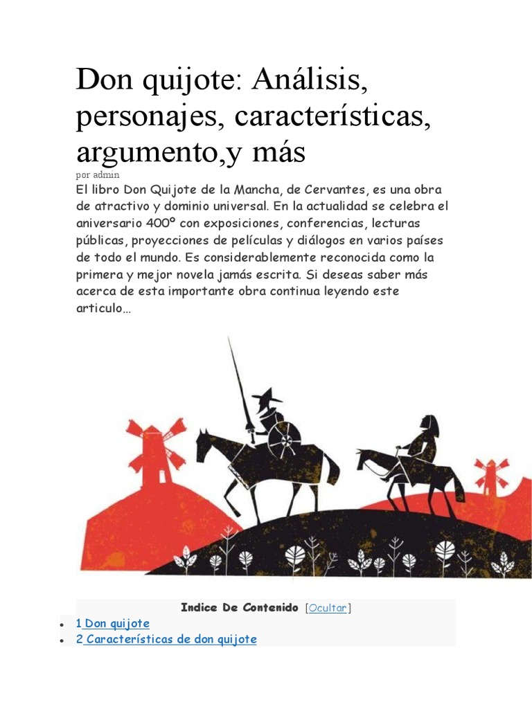 Análisis de Don Quijote y sus personajes | PDF | Don Quijote | Miguel ...