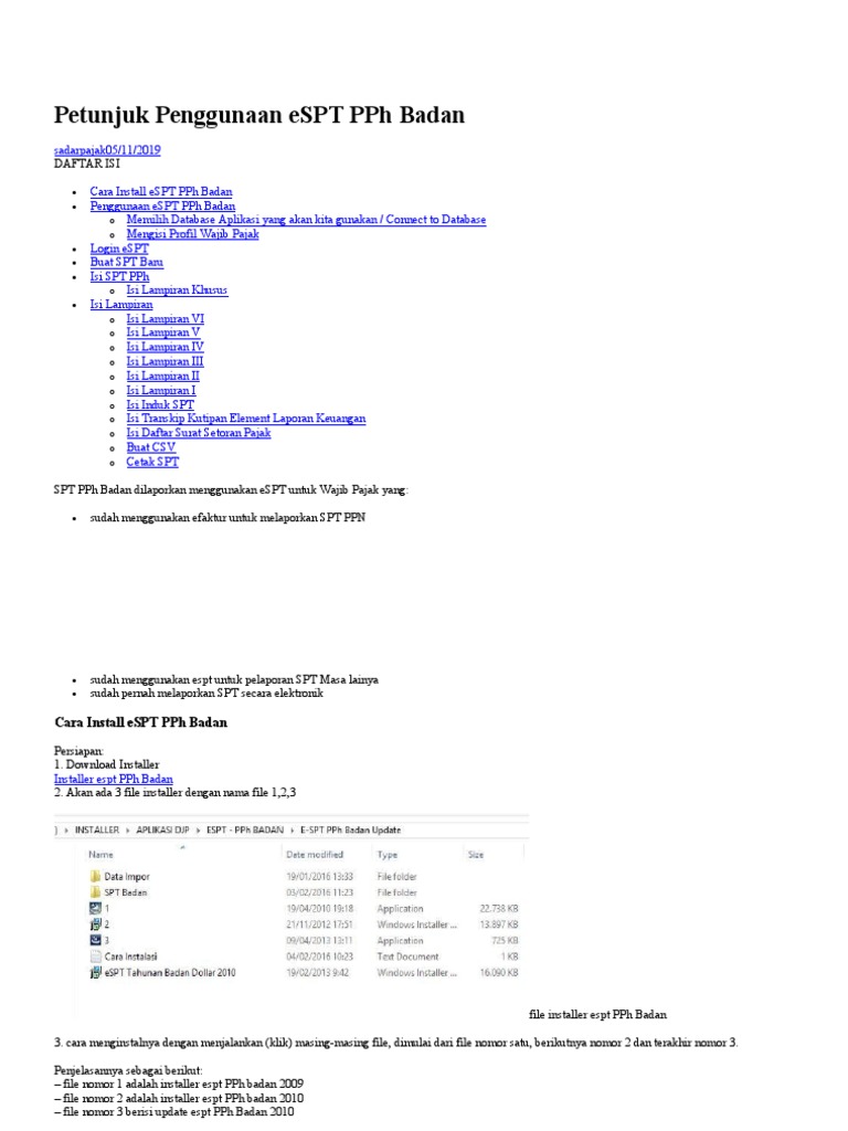 Petunjuk Penggunaan eSPT PPH Badan | PDF