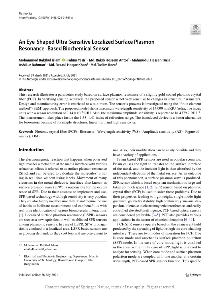 J 2021 An Eye-Shaped Ultra-Sensitive Localized Surface PL | PDF ... J 2021 An Eye-Shaped Ultra-Sensitive Localized Surface PL | PDF ...