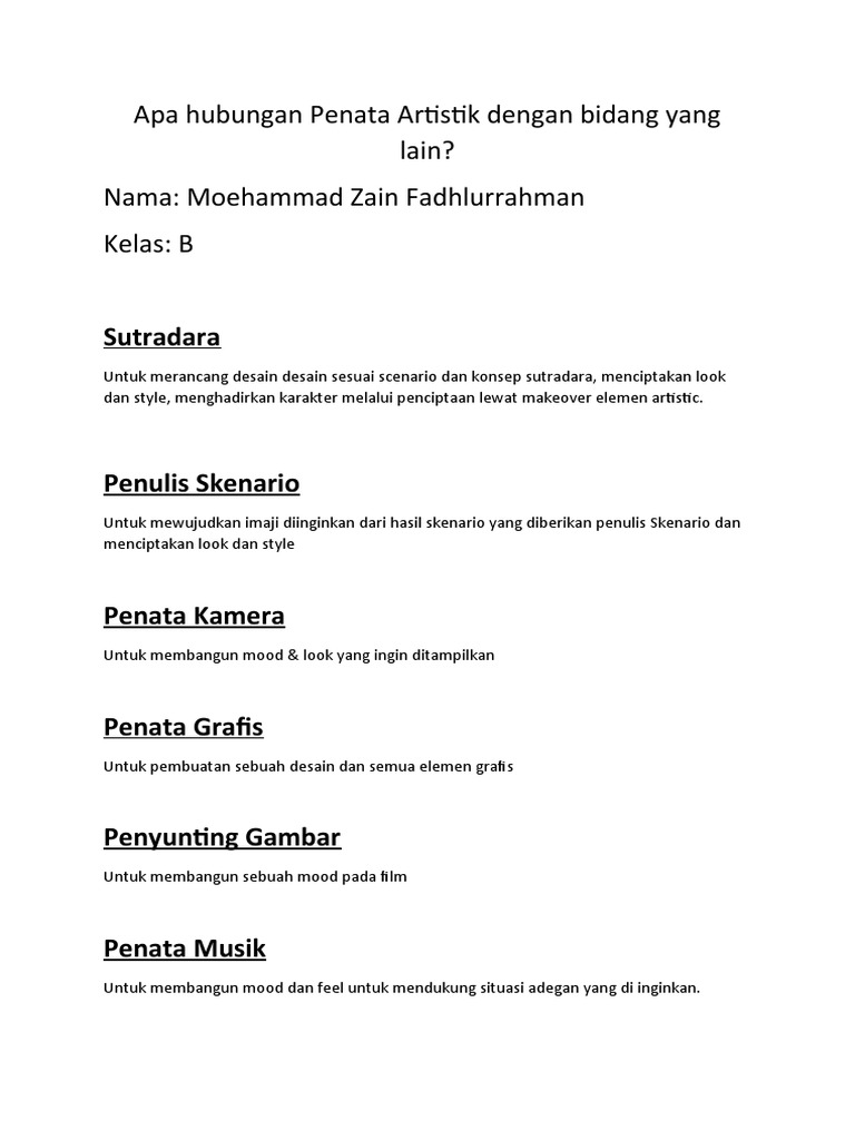 Apa Hubungan Penata Artistik Dengan Bidang Yang Lain | PDF | Game ...