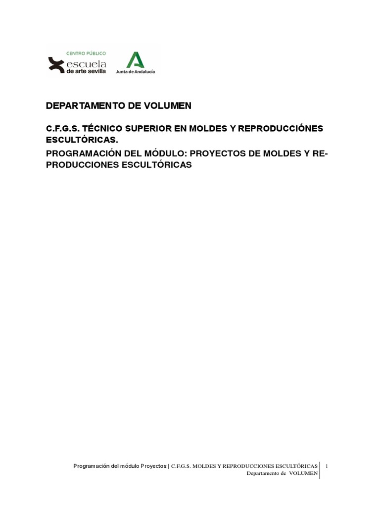 2022-23 Programación de Proyectos de CFGS Moldes y Reproducciones Escultóricas PDF | PDF | Plan ...