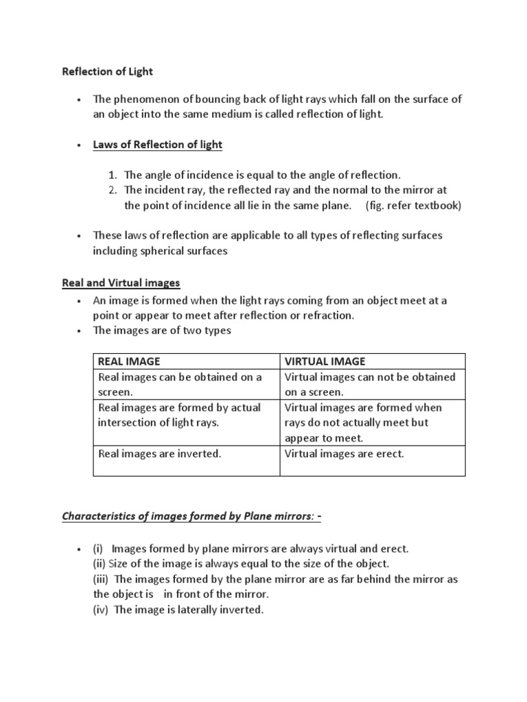 10 Reflection of Light | PDF | Mirror | Sphere