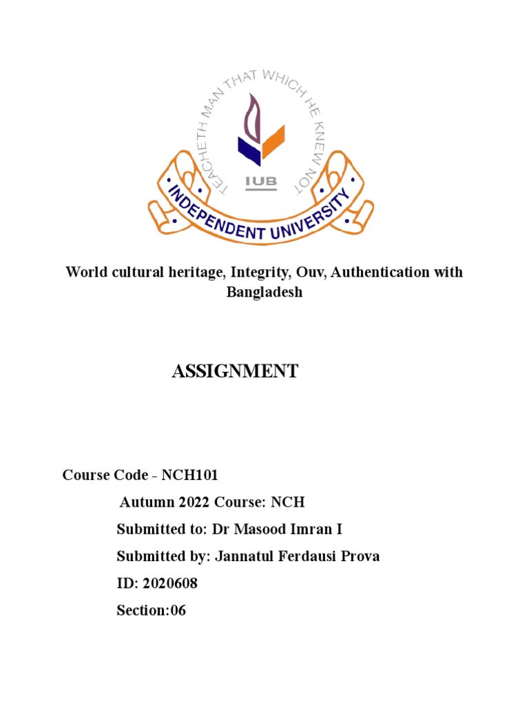 Assignment | PDF | Integrity | Cultural Heritage
