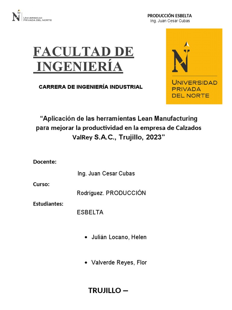 Mejora de Productividad en Calzados ValRey | PDF | Lean Manufacturing ...