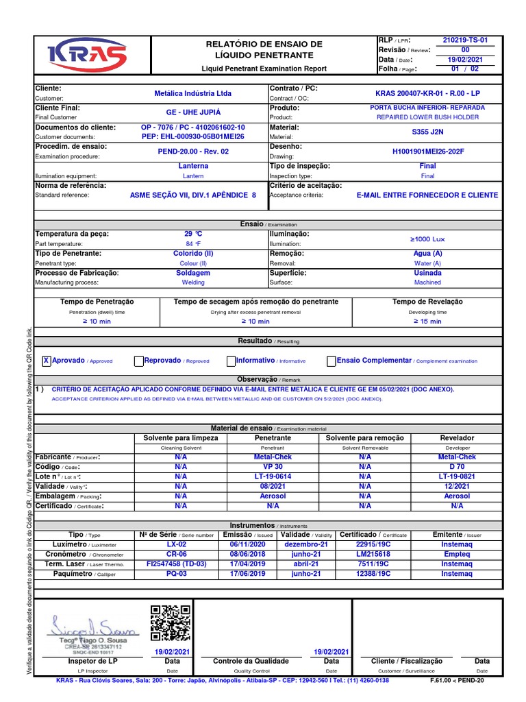 RLP - 210219-21-Ts-01 - Porta Bucha Inferior - Metálica - Inspeção Ge e ...