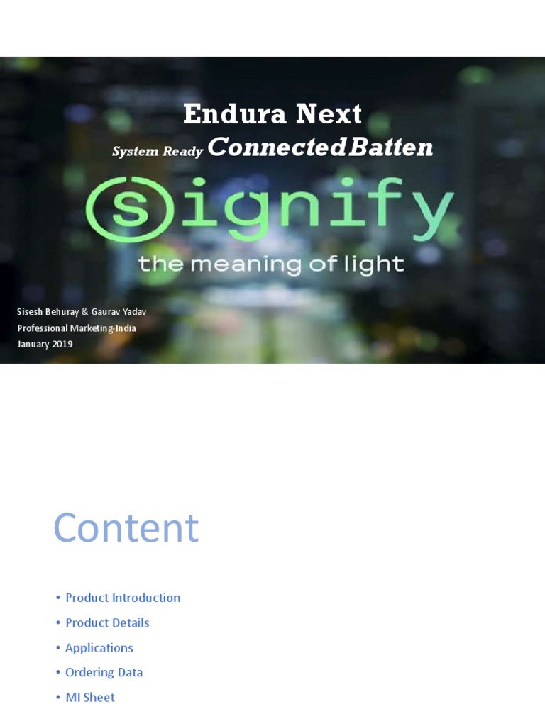 Endura Next PPT Final PDF | PDF | Lighting | Internet Of Things