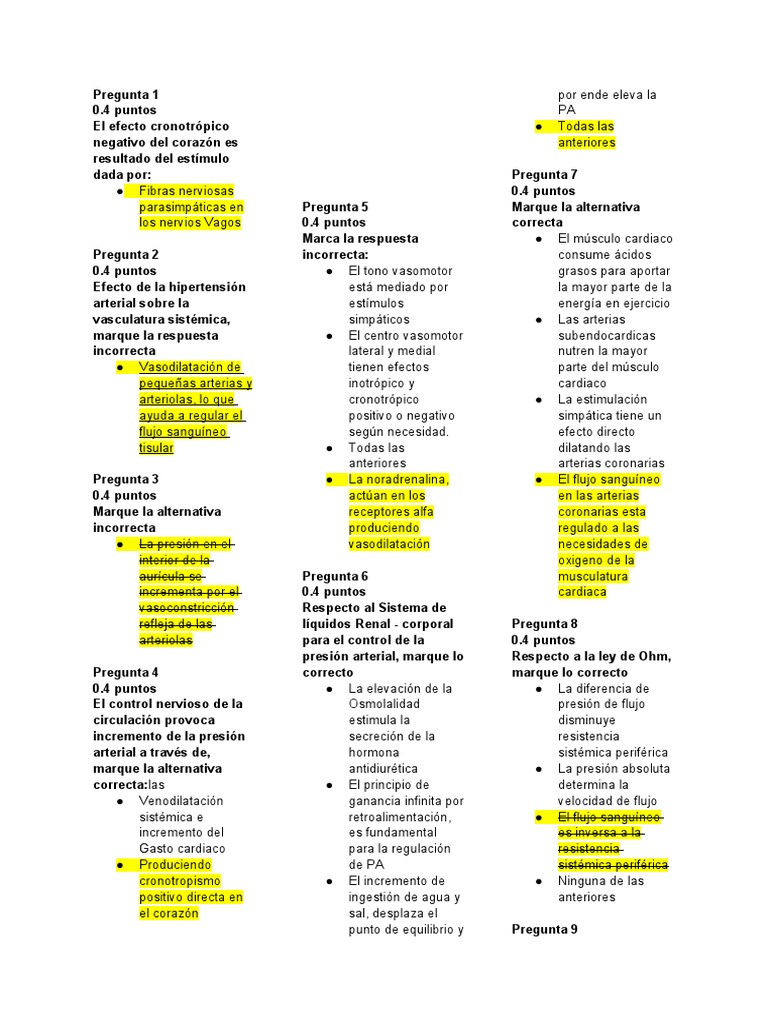 Examen Fisio2 | PDF | Vena | Sistema circulatorio