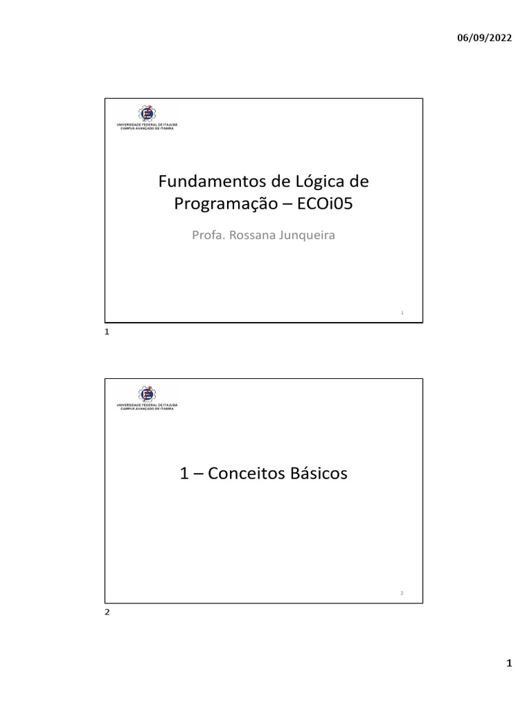 Aula Fundamentos de Lgica de Programao - Profa - Rossana | PDF | Algoritmos | Programas
