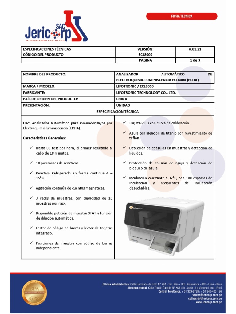 FT Ecl8000 Lifotronic | PDF | Ciencias fisicas | Química