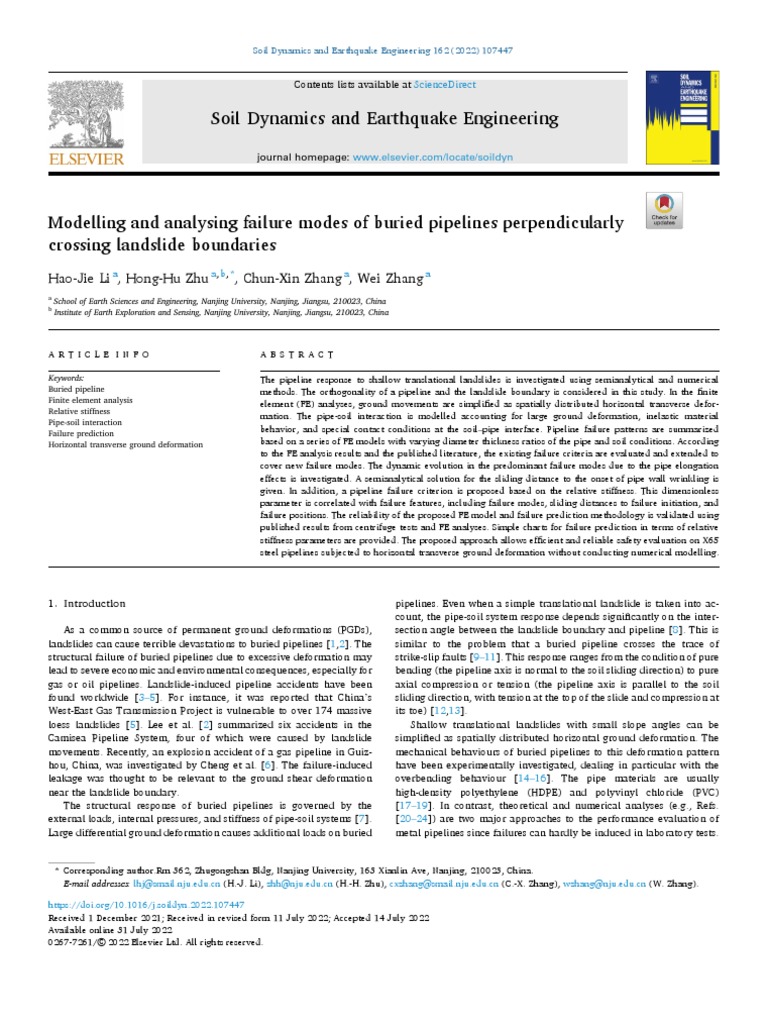 Modelling and Analysing Failure Modes of Buried Pipelines ...