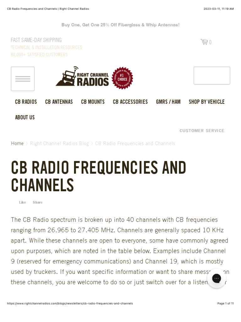 CB Radio Frequencies and Channels - Right Channel Radios | PDF | Broadcasting | Waves