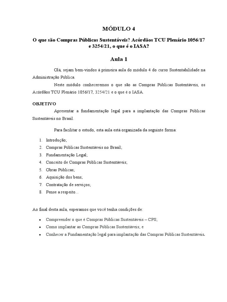 Módulo 4 - O Que É A3P, o Que É Um Plano de Gestão de Logística Sustentável - PGLS, o Que É Um ...