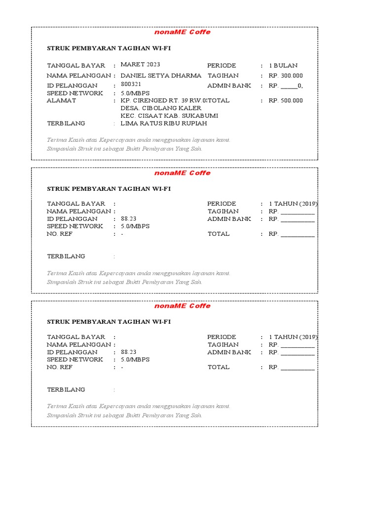 Struk Tagihan Internet | PDF
