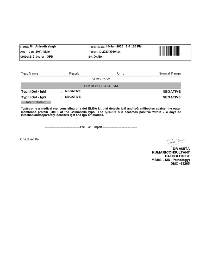 Akash Sharma Typhoid Positive | PDF