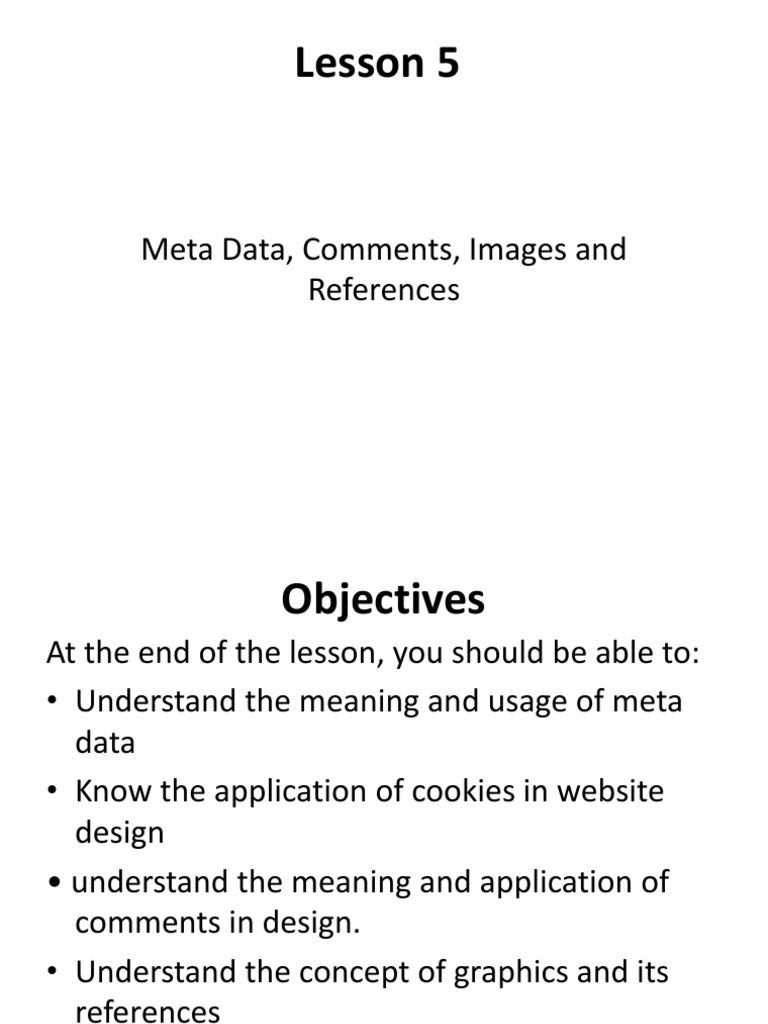 Lesson 5 | PDF | Tag (Metadata) | Metadata