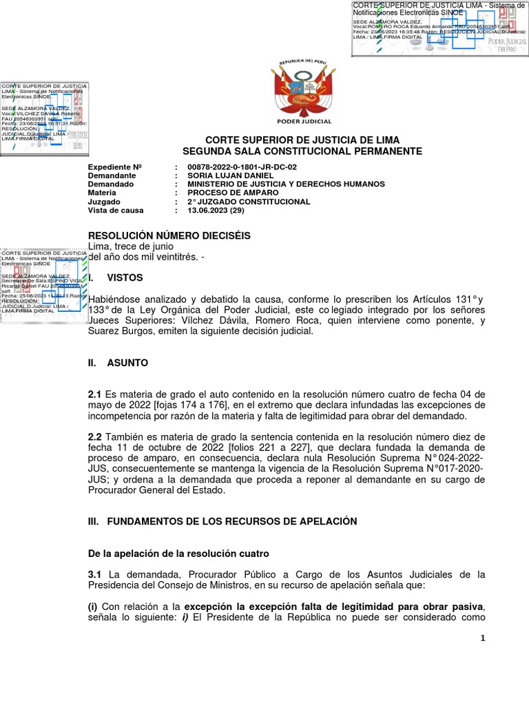 Sala Confirma Reposición de Daniel Soria Como Procurador General Del Estado | PDF | Debido al ...