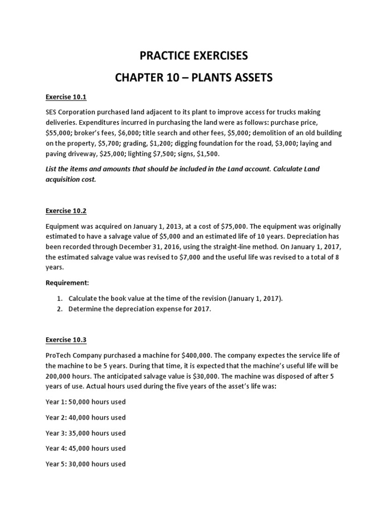 Practice Exercise Ch10 | PDF | Depreciation | Book Value