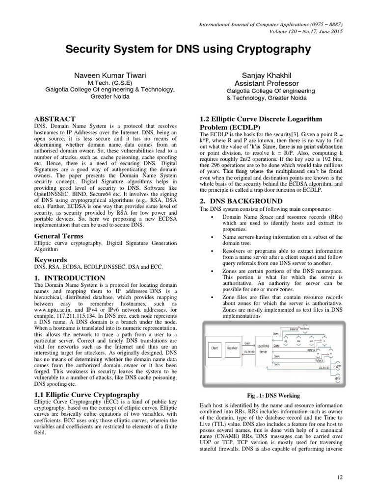Dns Security For Cryptography | PDF | Domain Name System | Public Key Cryptography