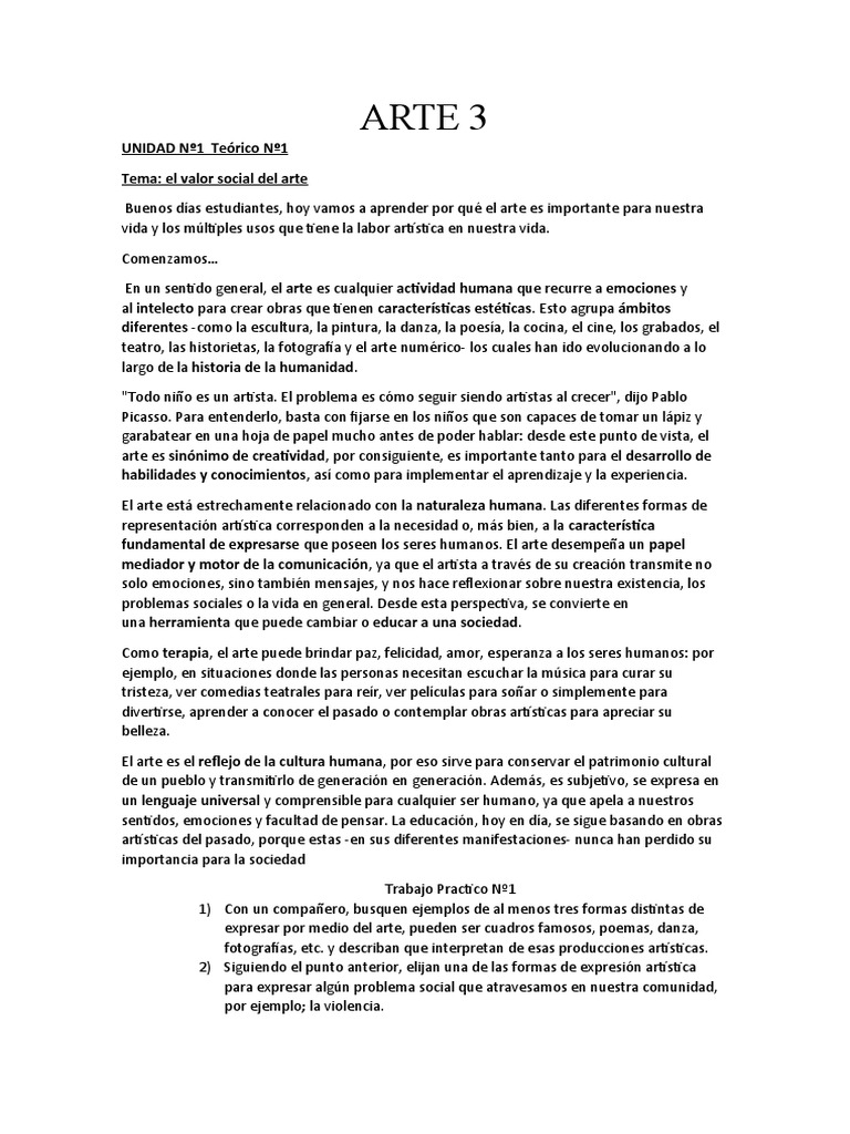 ARTE 3 Actividad 1 23 | PDF | Cognición | Las artes