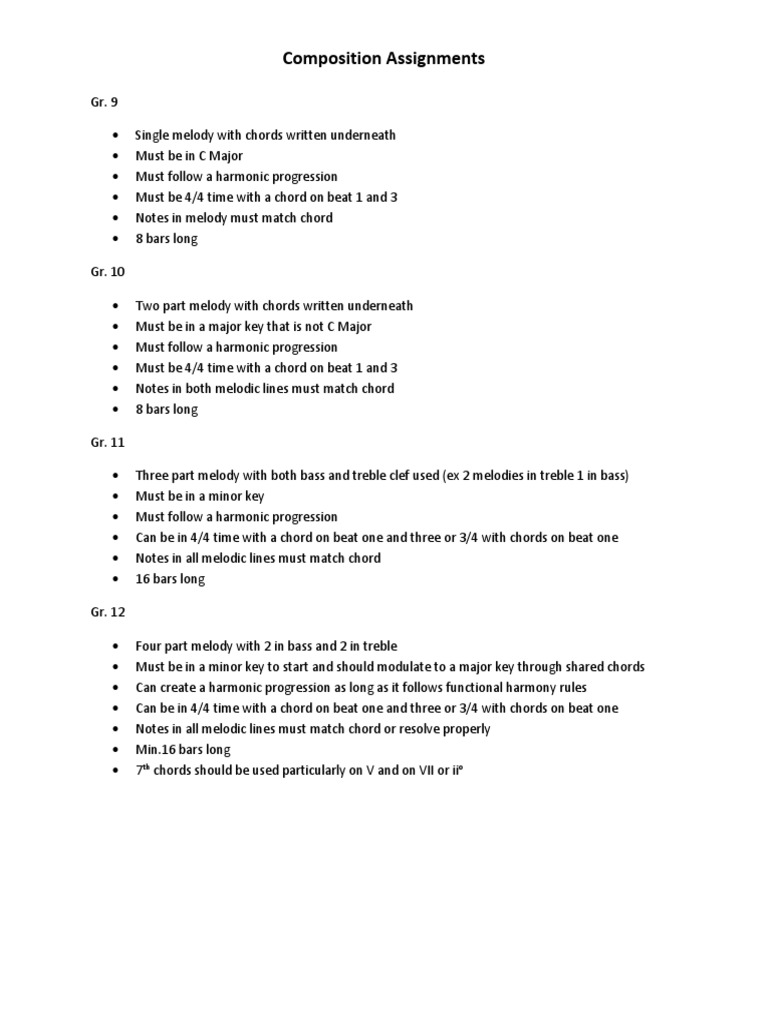 Diening Do You Hear What I Hear Composition Session 4 Friday 145 Composition Assignments | PDF
