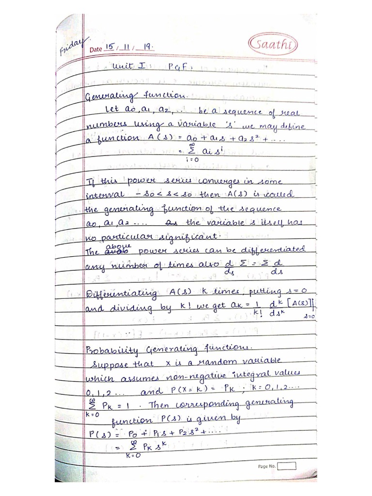 USMAST601 Unit 1 Probability Generating Functions (PGF) | PDF USMAST601 Unit 1 Probability Generating Functions (PGF) | PDF