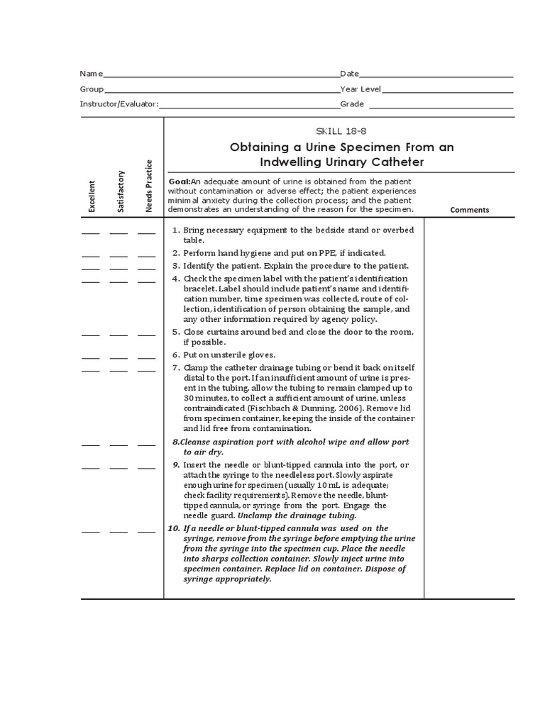 Urine Specimen Collection from Catheter | PDF | Syringe | Medical ...