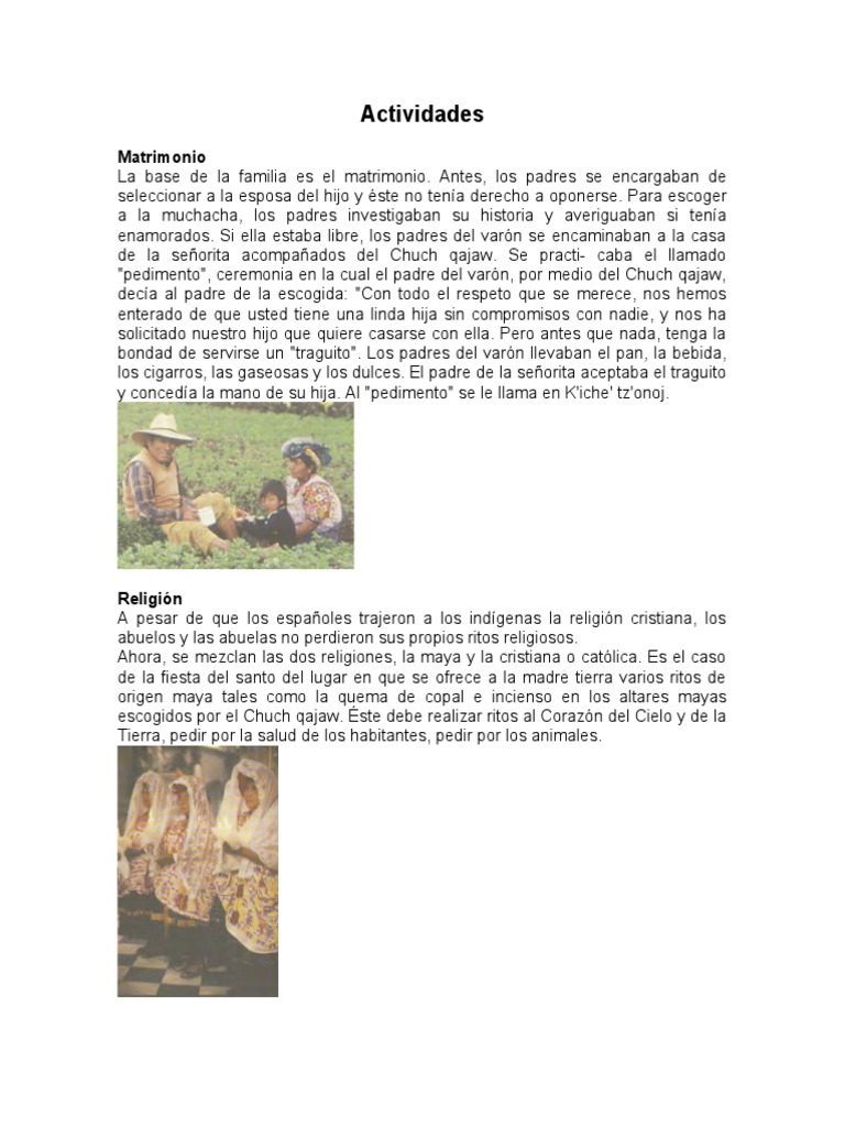 Actividades de la Etnia Kiche | PDF