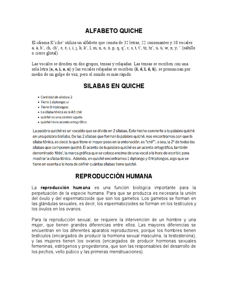 Alfabeto Quiche | PDF | El embarazo | Mitosis