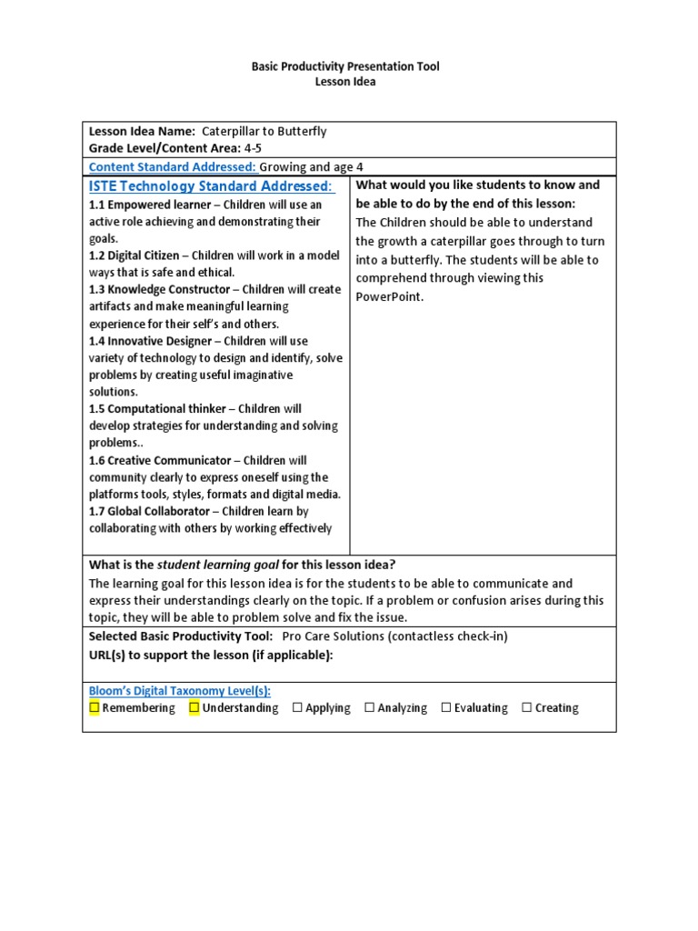 Lesson Plan Caterpillar | PDF | Lesson Plan | Learning