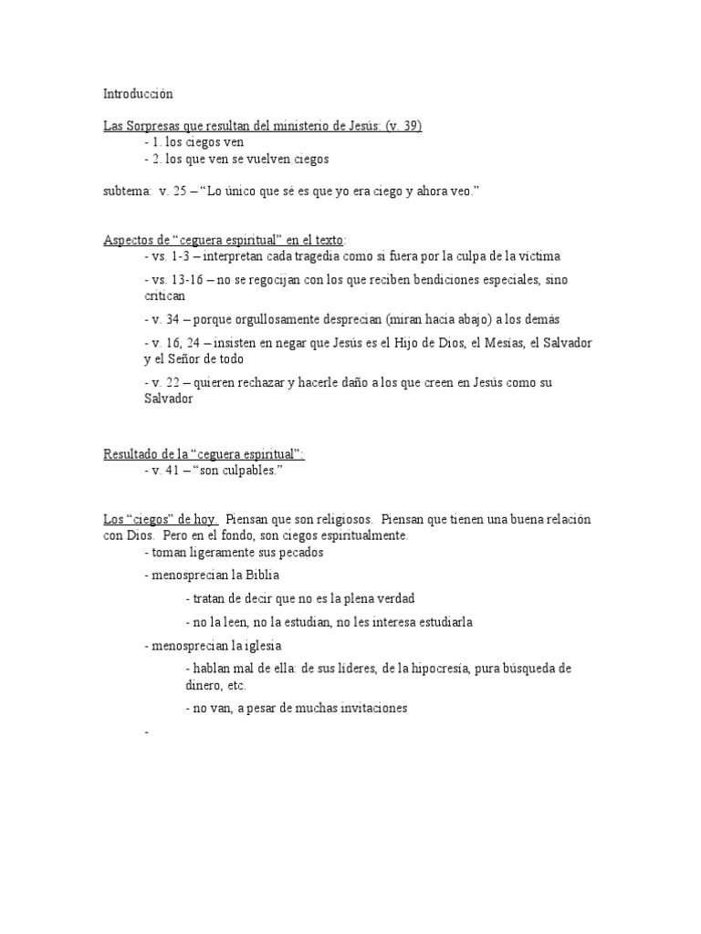 Juan 9, 1 Al 41 - El Ciego de Nacimiento | PDF | Cristo (título) | Teología