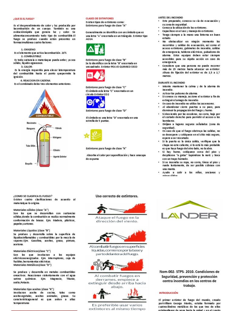 Nom 002 STPS 2010. Extintores | PDF | Incendios | Agua