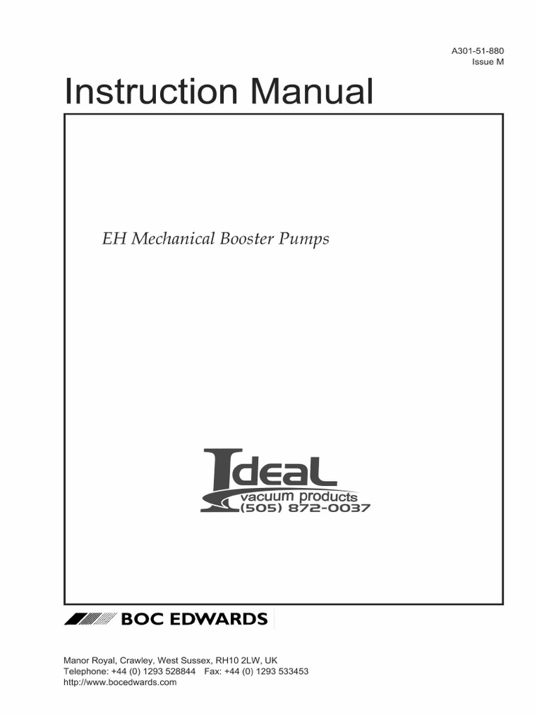 Edwards EH Mechanical Booster Pump Users Manual | PDF | Pump | Mains ...