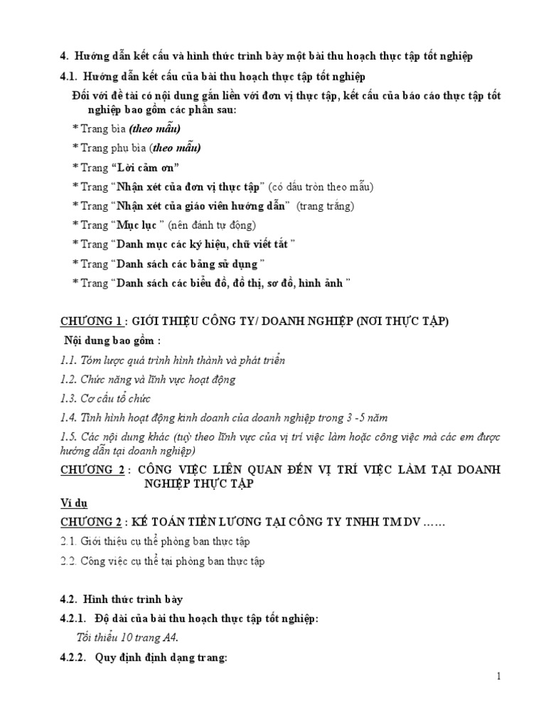 SV Huong Dan Viet Bai Thu Hoach Thuc Tap Tot Nghiep 1 | PDF