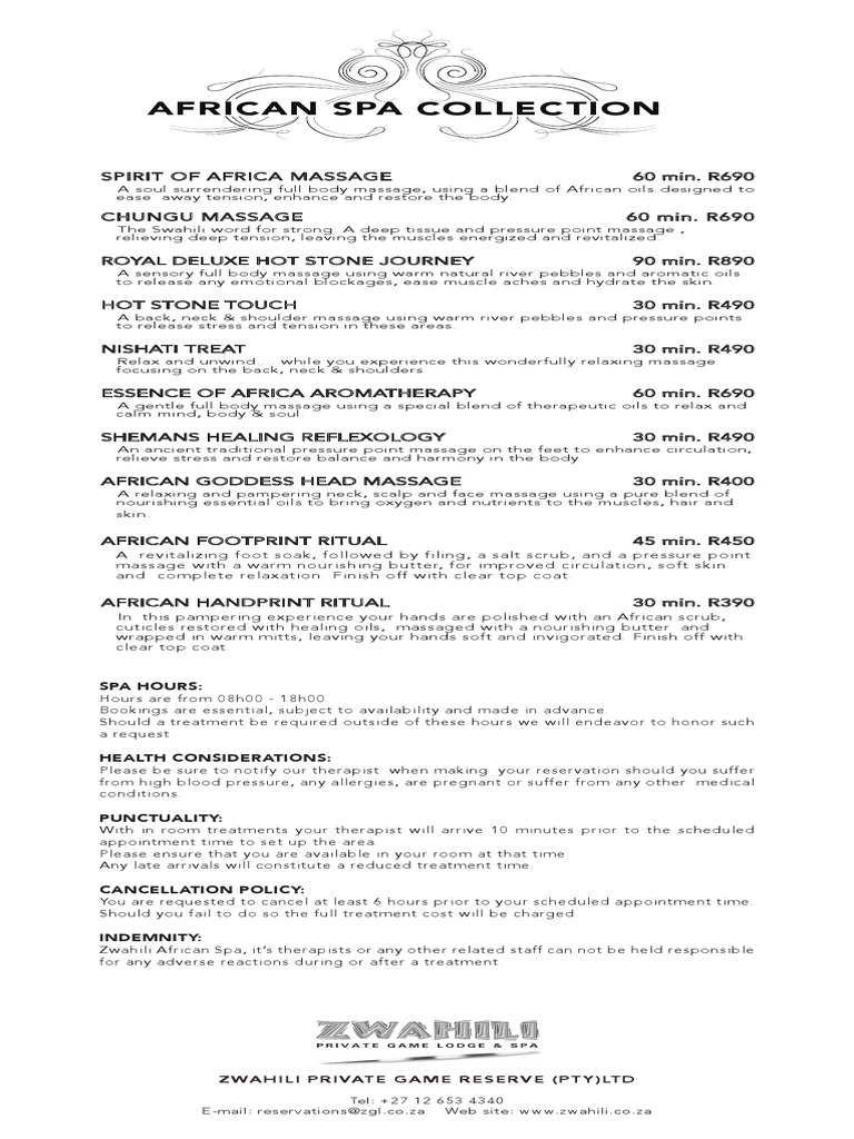 African Spa Collection | PDF | Massage | Clinical Medicine