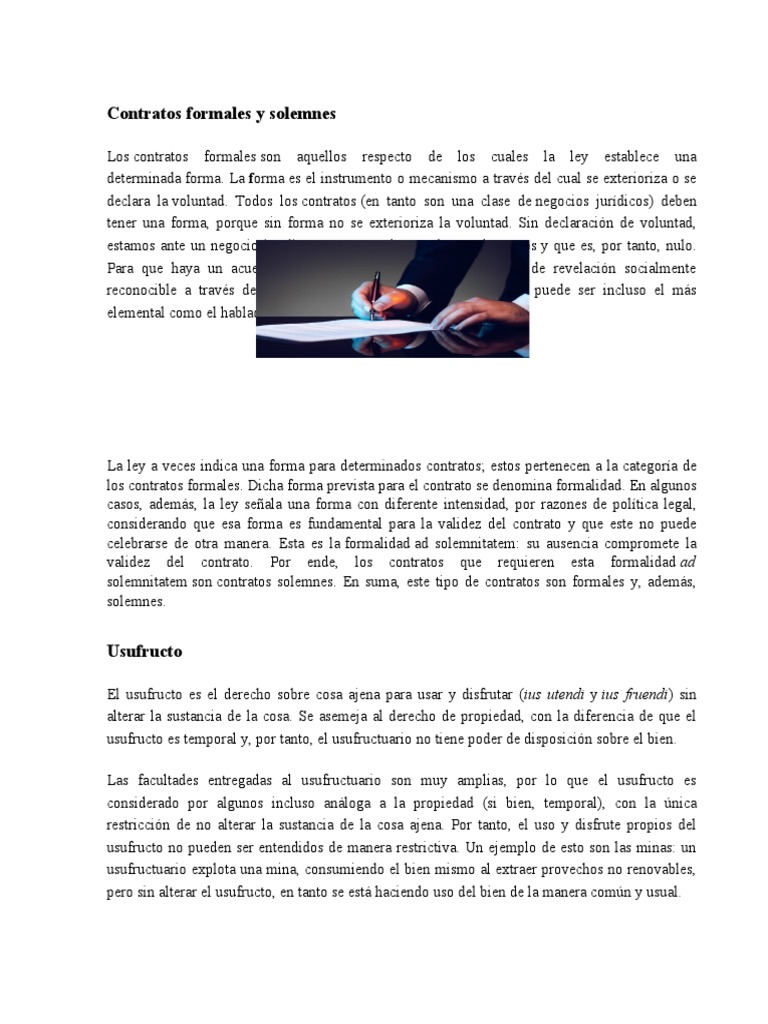 Contratos Formales y Solemnes | PDF | Propiedad | Derecho civil ...