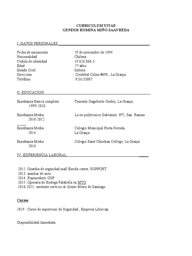 Génesis Curriculum | PDF