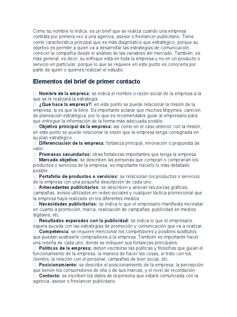 como hacer un Brief | PDF | Marketing | Publicidad