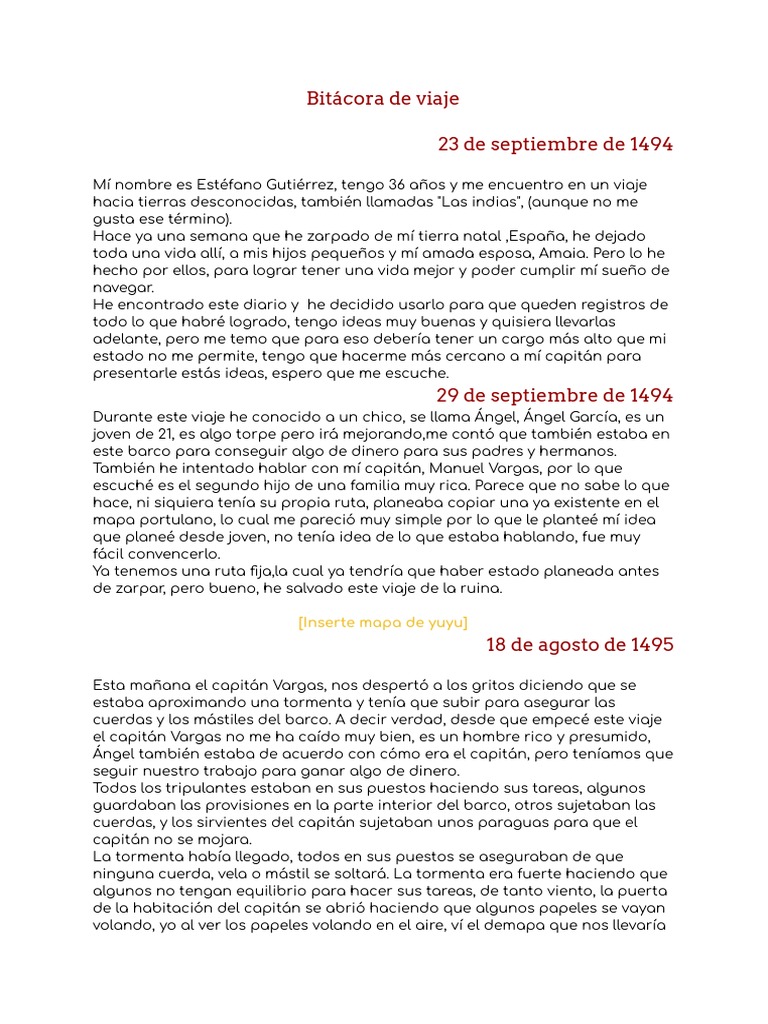 Bitácora de Viaje | PDF