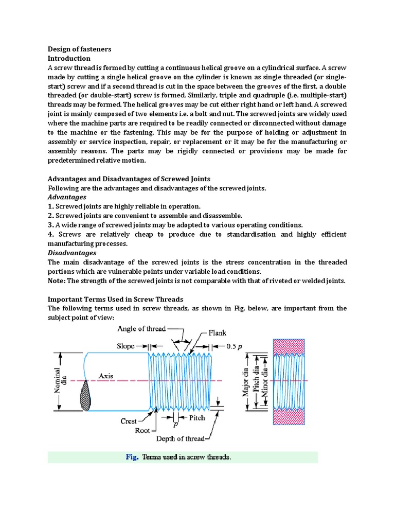 Topic 1 Design of Fasteners | PDF | Screw | Stress (Mechanics)