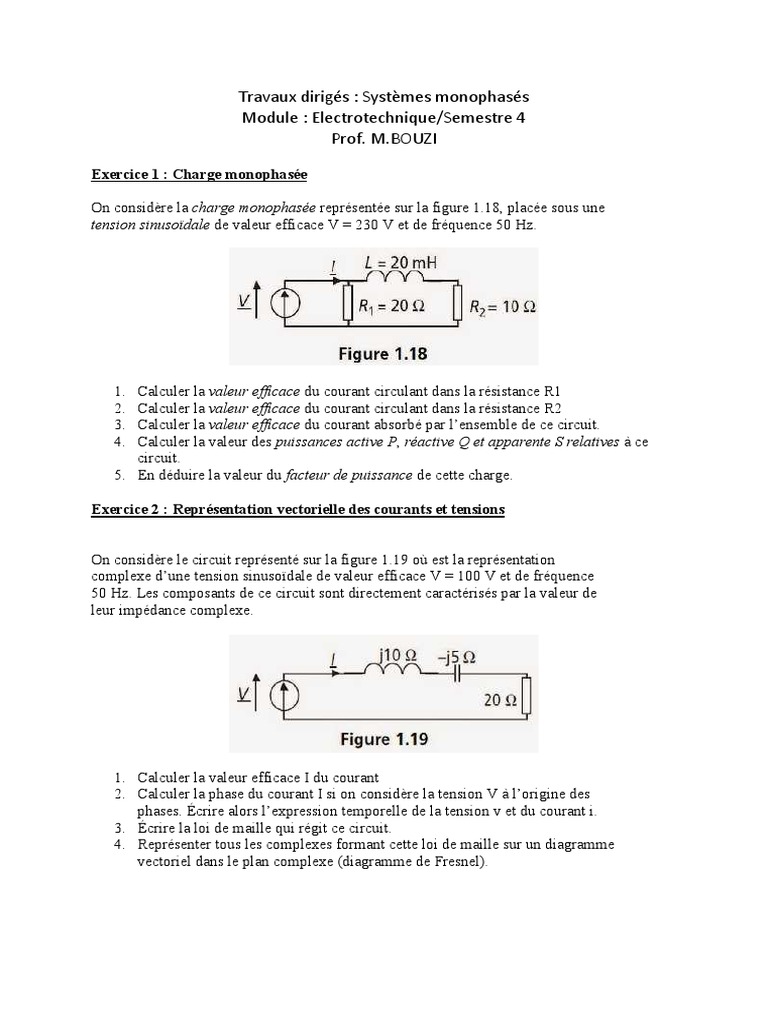 TD1 Corrigã© MonophasÃ© | PDF | Sciences et mathématiques