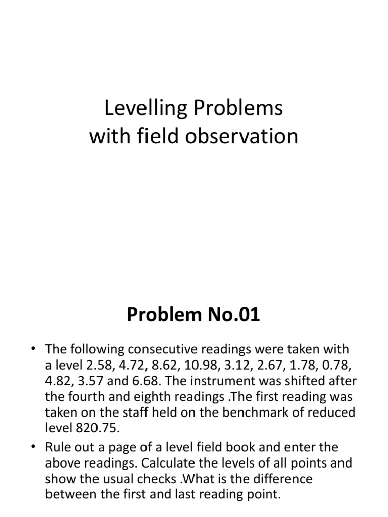 Levelling Problems 1 Rise&Fall | PDF