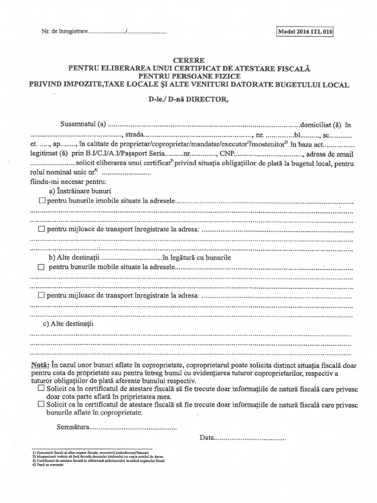 Declaratia de Impunere Model 2016 ITL-010 | PDF