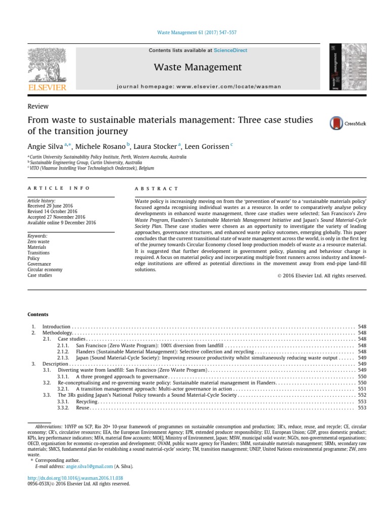 Silva_From waste to sustainable materials management Three case studies ...