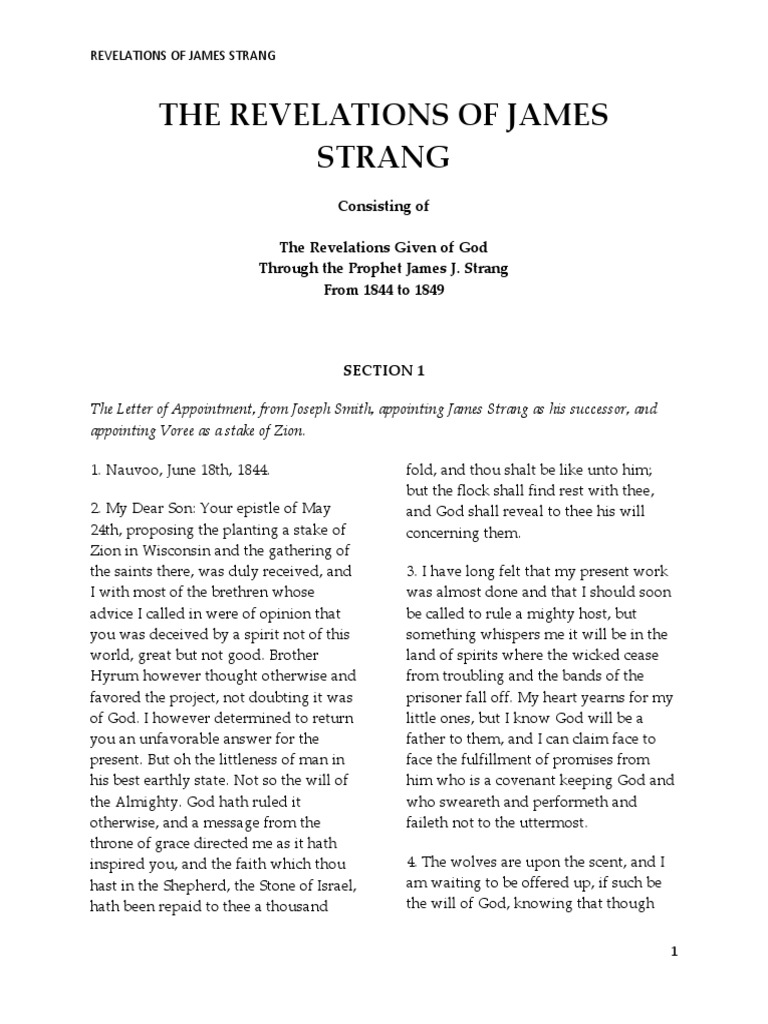 The Revelations of James Strang | PDF | Religious Belief And Doctrine