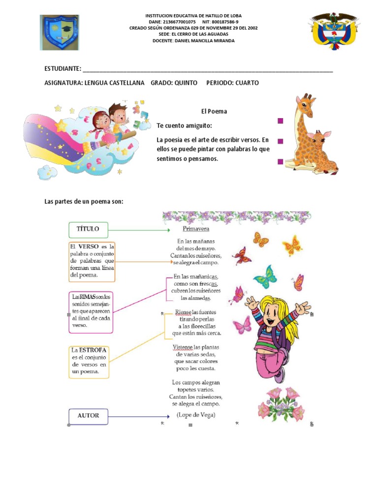 Guias Grado Quinto Cuarto Periodo | PDF | Poesía