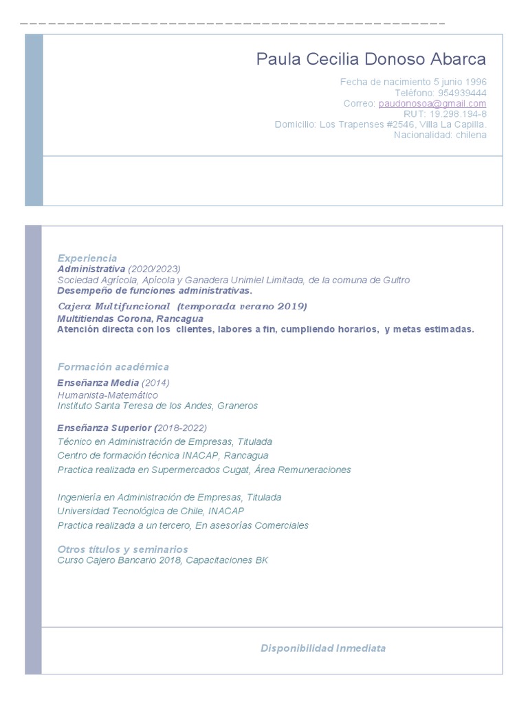CV Paula Donoso Abarca | PDF